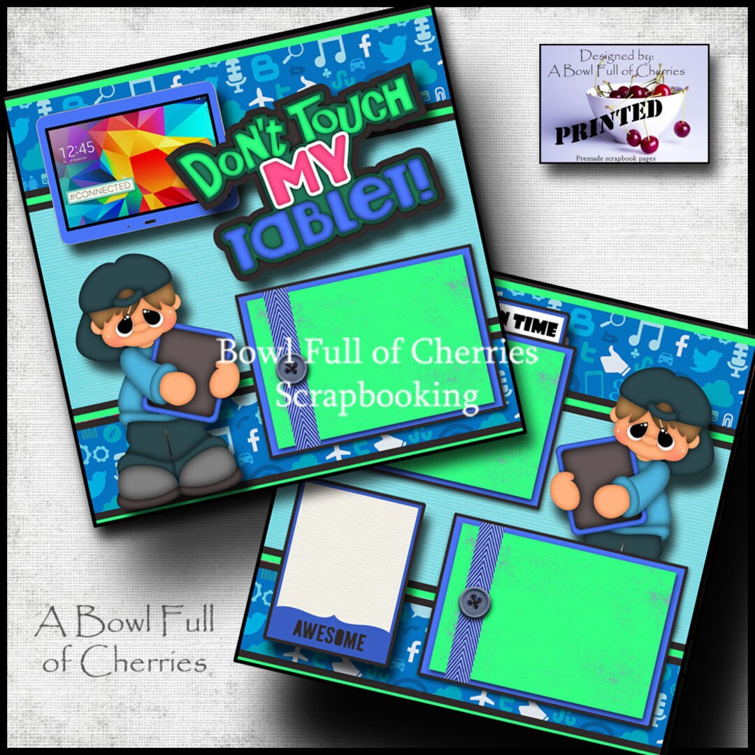Don't Touch My Tablet Boy Games Social Media Printed 2 Premade ...