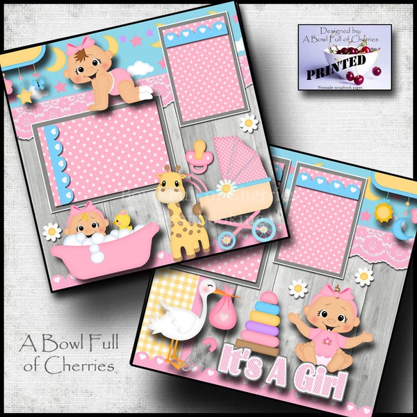 READY TO POP Baby Boy Pregnancy Printed 2 Premade Scrapbook Pages 12X12 ...