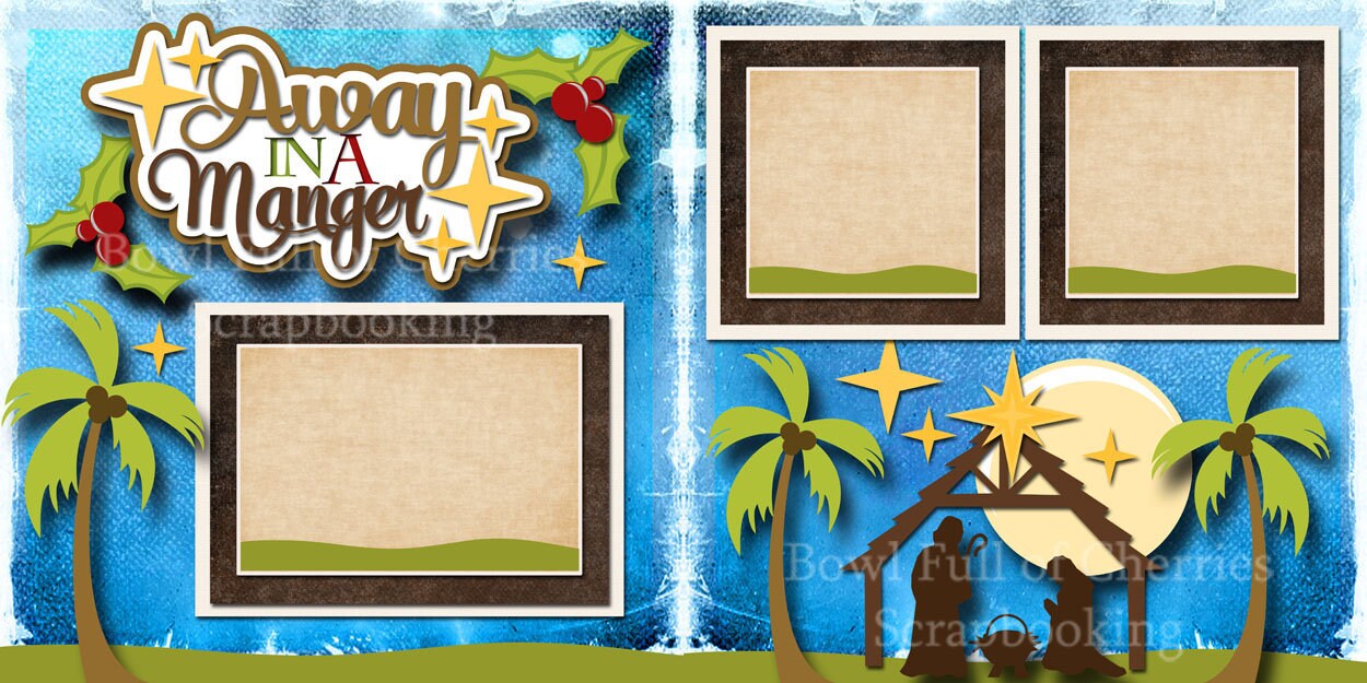 Away in A Manger ~ Nativity ~ Baby Jesus Christmas ~ Printed 2 Premade ...