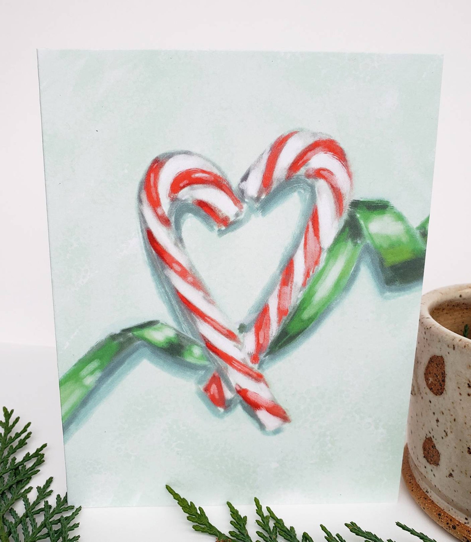 Candy Cane Heart Christmas Card - Etsy