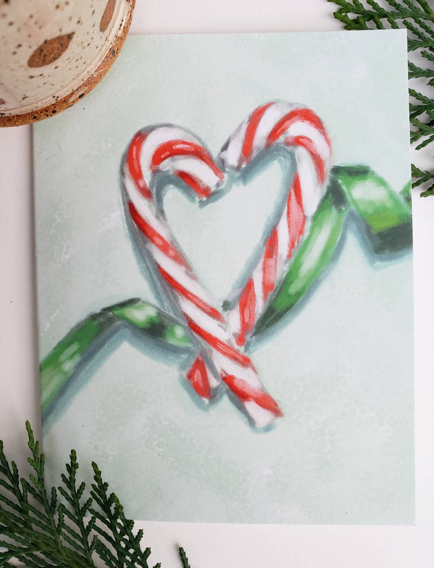 Candy Cane Heart Christmas Card - Etsy