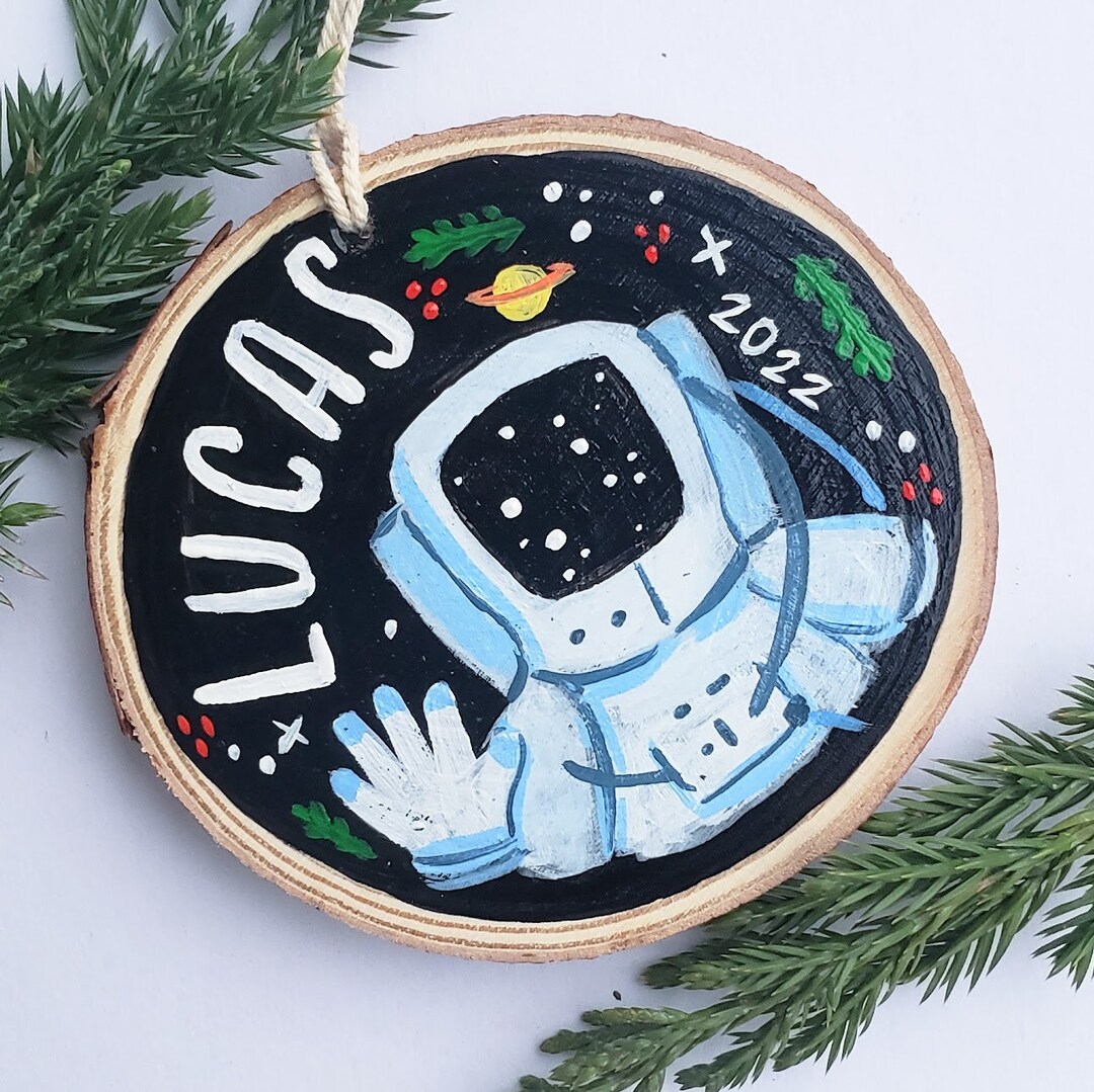 Personalized Space Astronaut Kids Wood Slice Christmas Ornament - Etsy