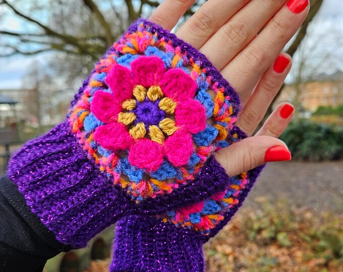 Colourful Crochet Mittens - Etsy