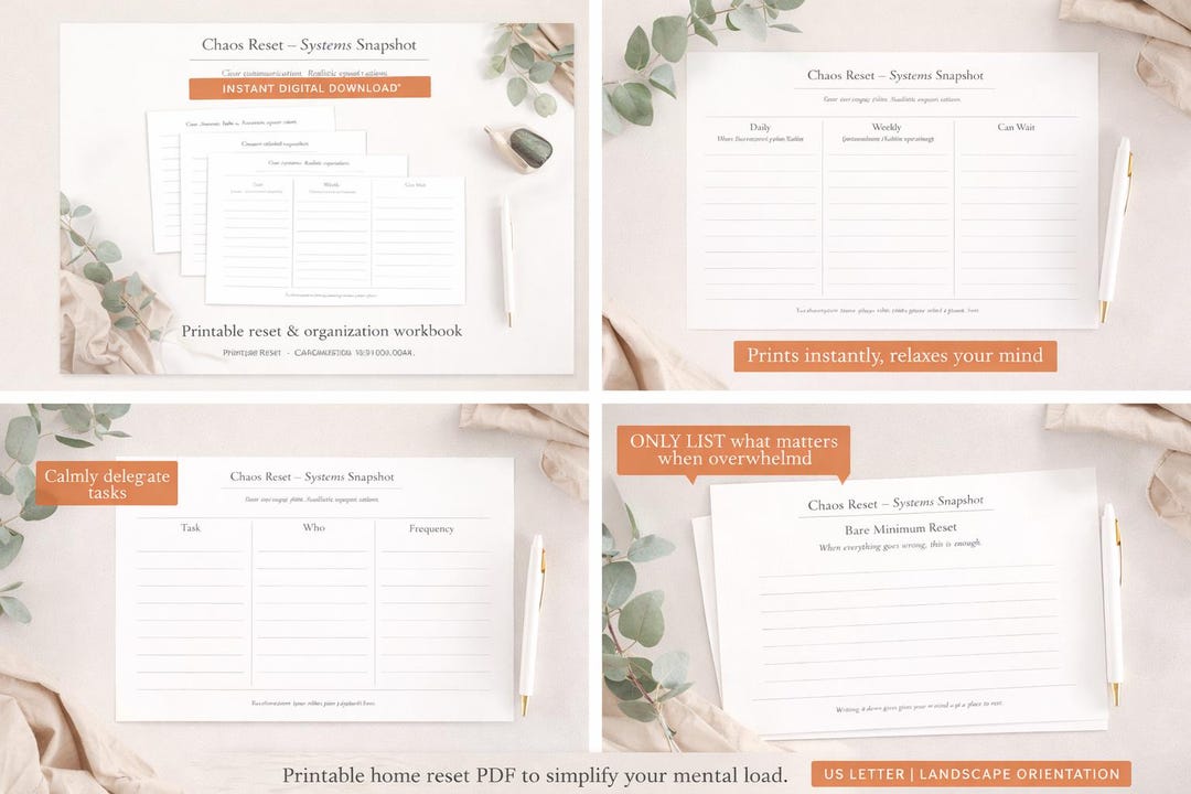 Overwhelmed Mom Printable, Mental Load Reset Worksheet, Daily Weekly ...