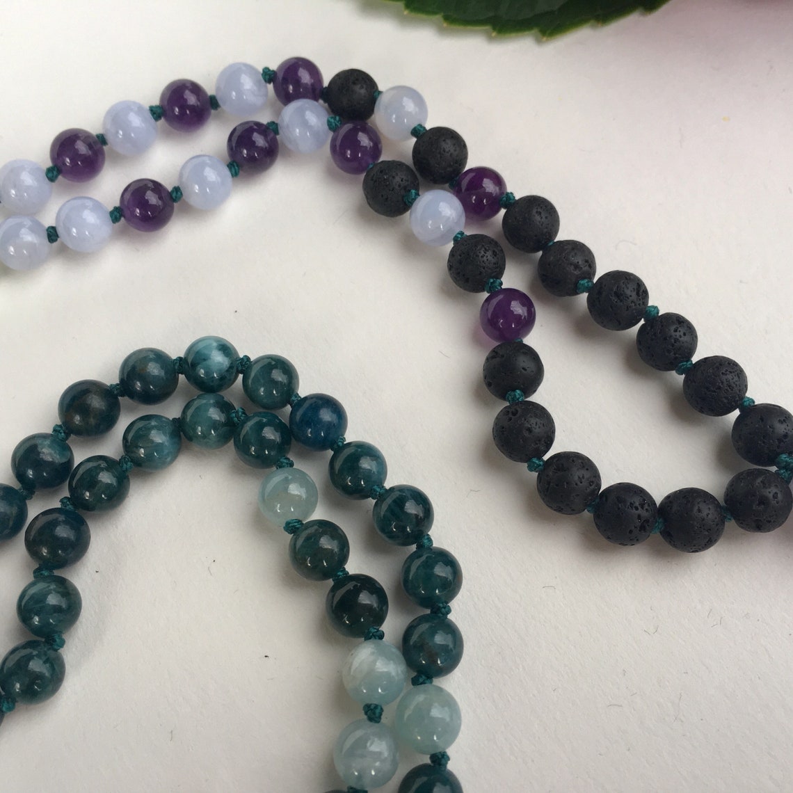 Azorean Paradise 108 Mala Apatite Blue Lace Agate and Lava - Etsy
