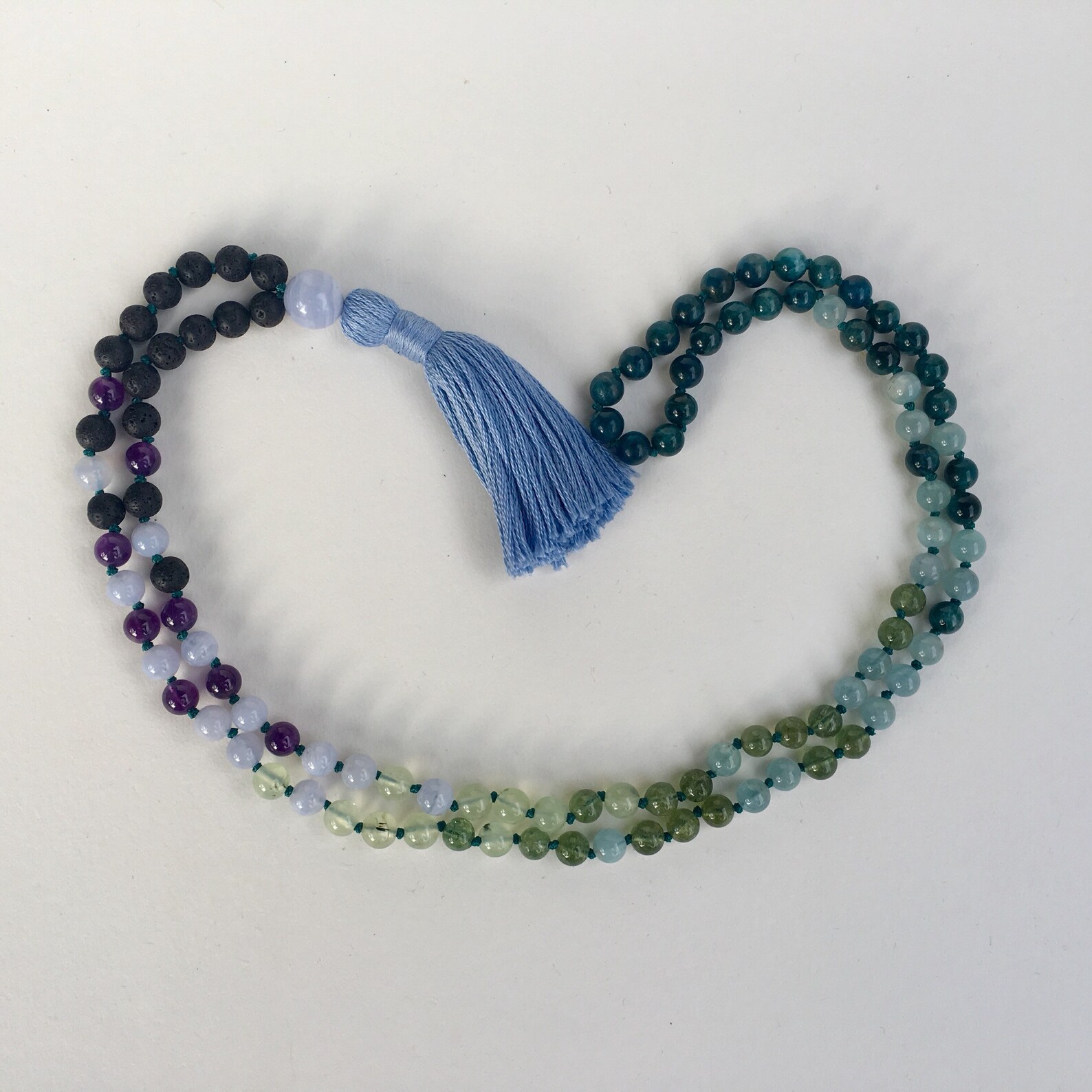 Azorean Paradise 108 Mala Apatite Blue Lace Agate and Lava - Etsy