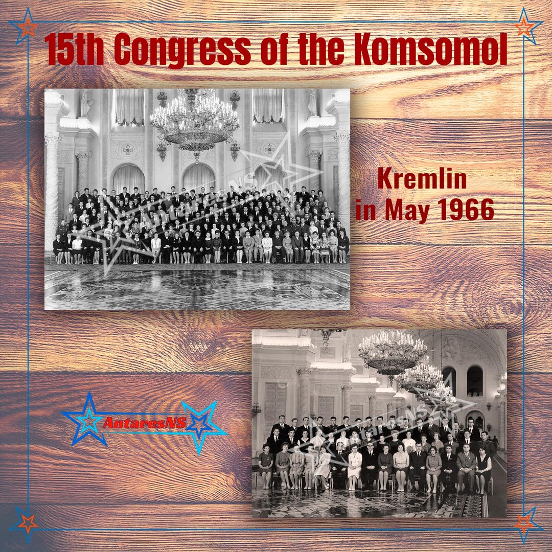 Vintage Group Portrait of Delegates to the Komsomol Congress. Moscow ...