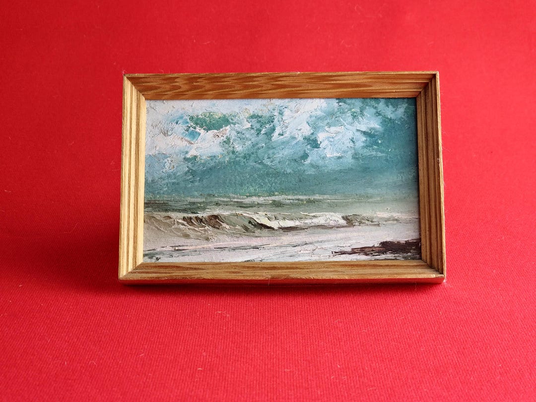 Vintage Raging Sea Oil Painting, USSR Era, Wooden Frame - Etsy