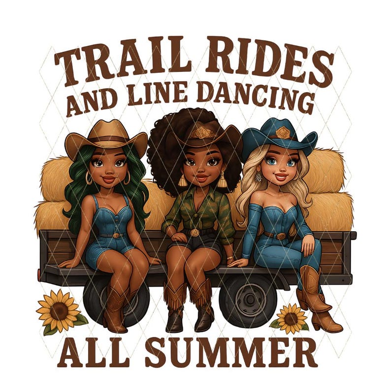 Trail Rides and Line Dancing PNG File| Summer Cowgirl |vibes Tee ...