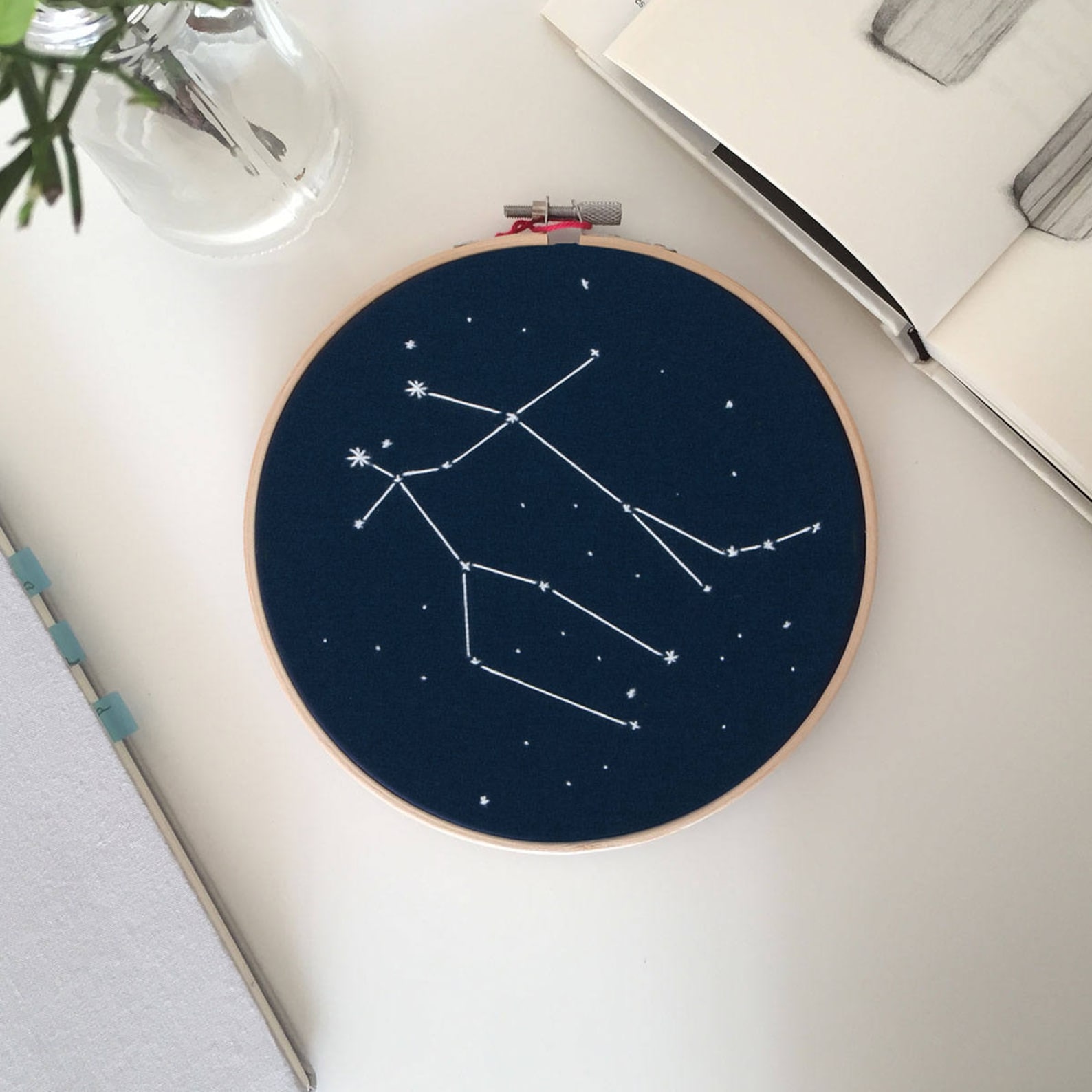 Zodiac Constellation Embroidery Hoop Art: Glow in the Dark Star Sign - Etsy