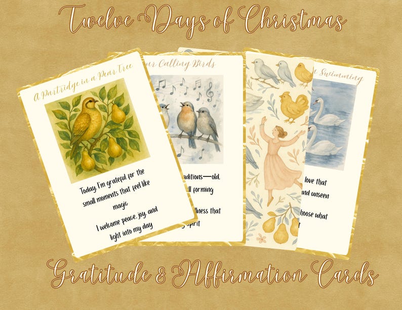 Twelve Days of Christmas Gratitude & Affirmation Cards - Etsy