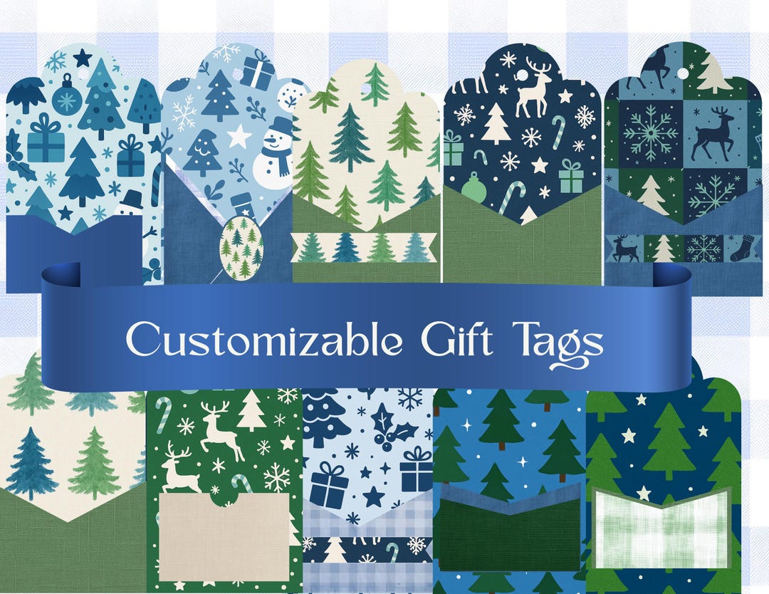 Christmas Gift Tags, Blue and Green Christmas Tags,holiday Gift Tags ...