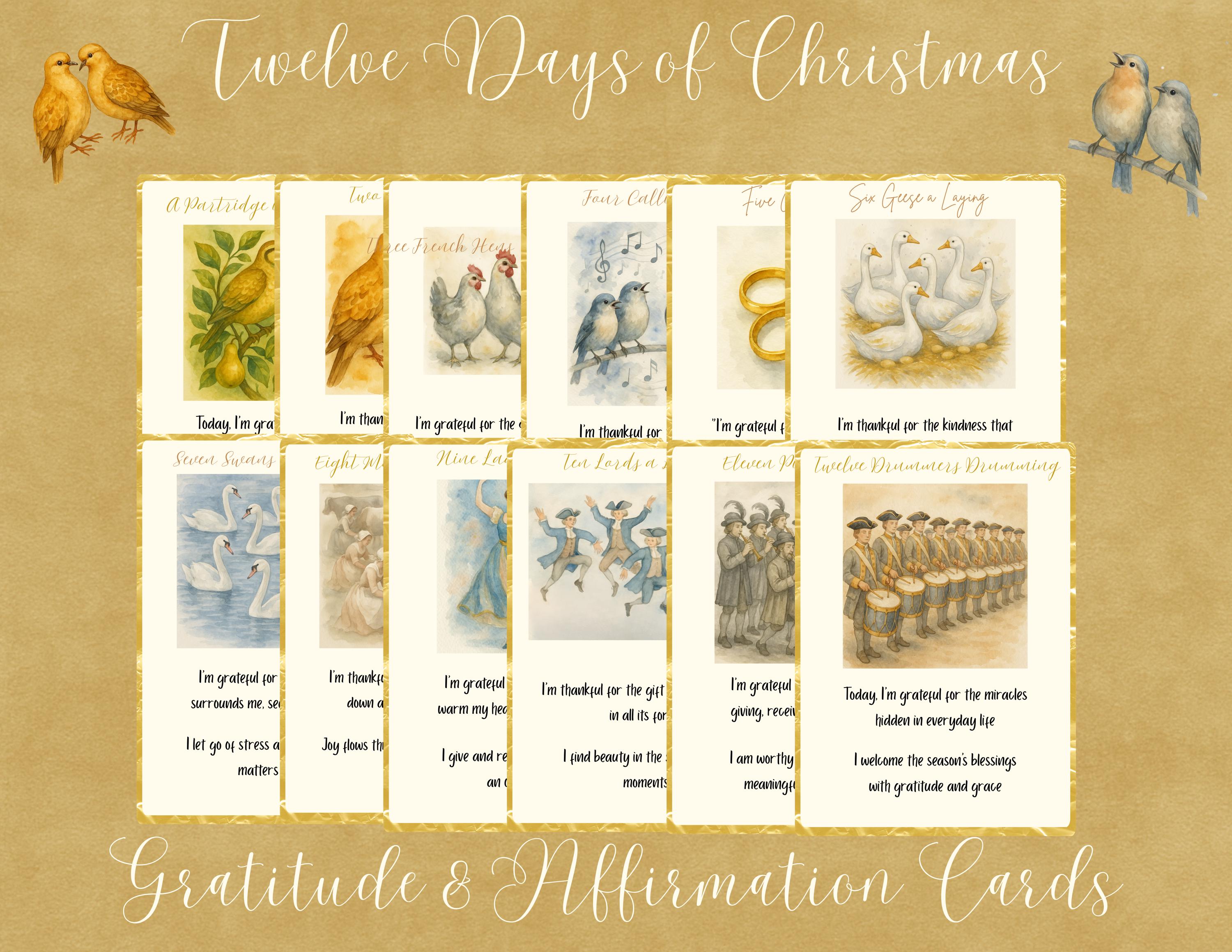 Twelve Days of Christmas Gratitude & Affirmation Cards - Etsy