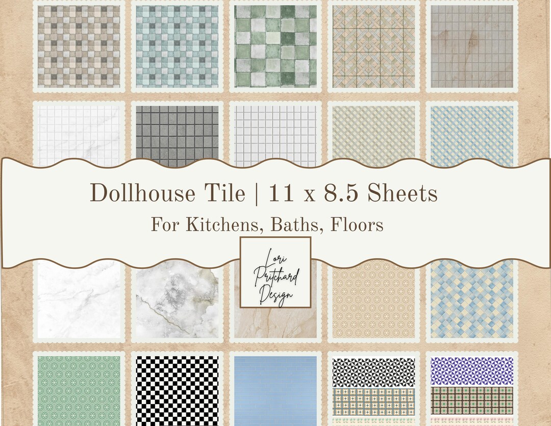 Dollhouse Tile Printable | Marble, Porcelain & Stone Look | 11 X 8.5 ...