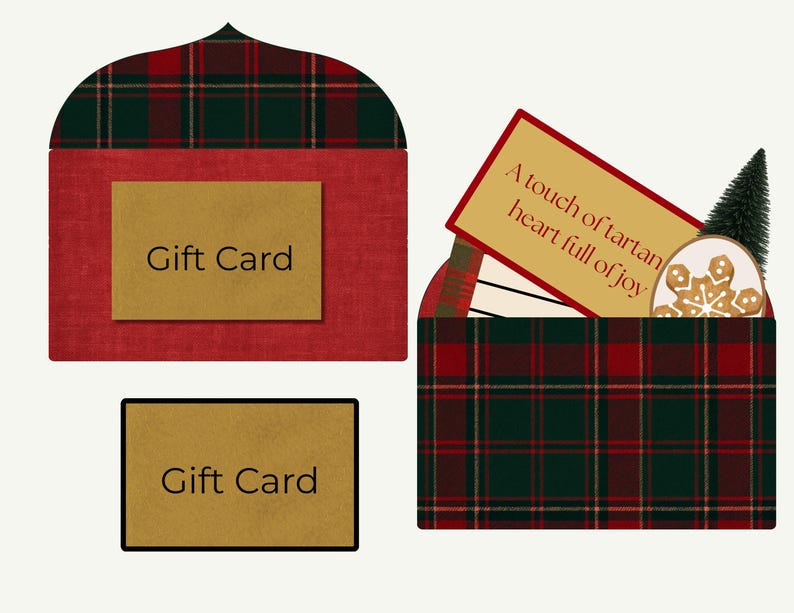 Tartan Christmas Wallet Gift Card Holder Kit | Red and Green Plaid ...