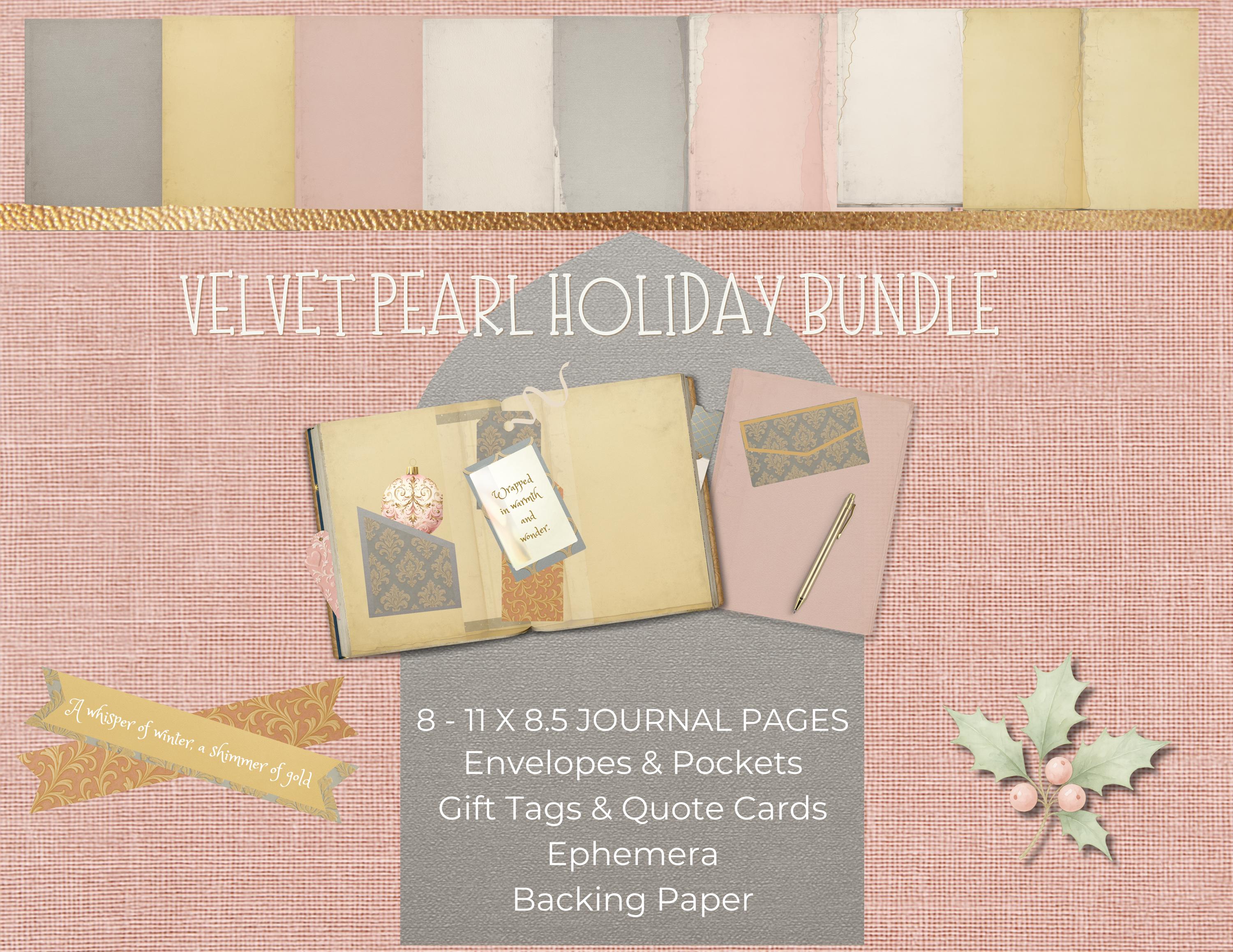 Velvet Pearl Holiday Junk Journal Kit – Silver, Gold and Blush ...