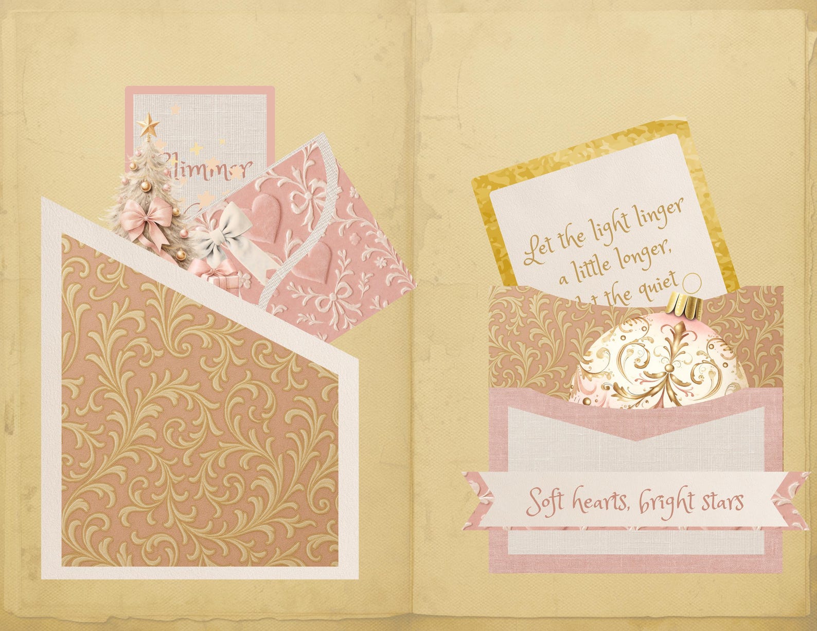 Velvet Pearl Holiday Junk Journal Kit – Silver, Gold and Blush ...