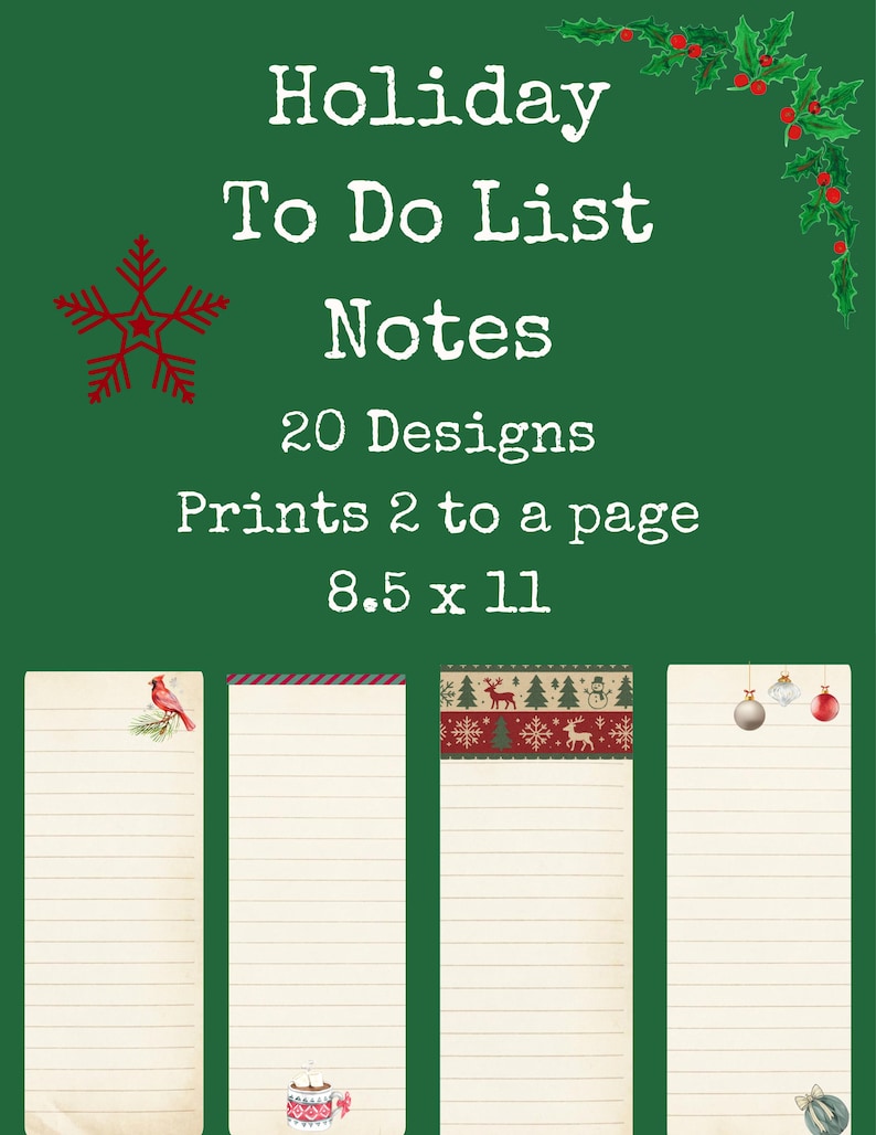 Holiday To-do Lists – 20 Printable Designs - Etsy