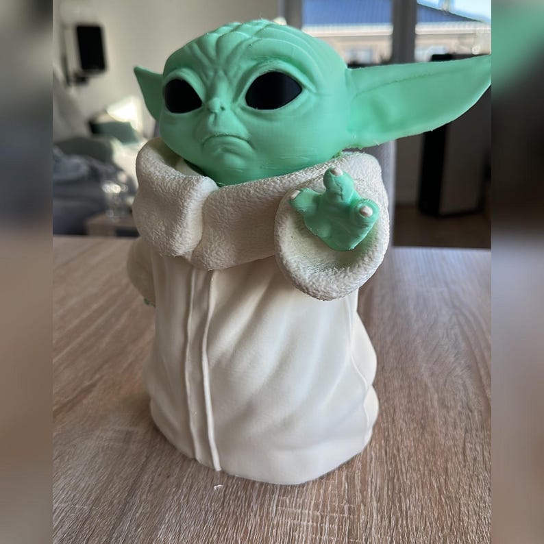 Cute Green Alien Child Figure, 3D Printed Space Sage Statue, Adorable ...