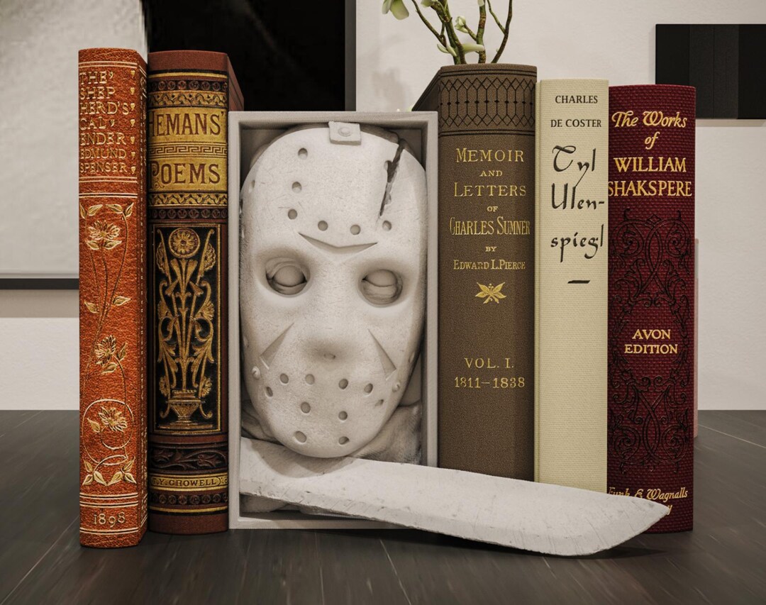 Camp Slasher Book Nook, 3D Printed Horror Bookshelf Insert, Hockey Mask ...