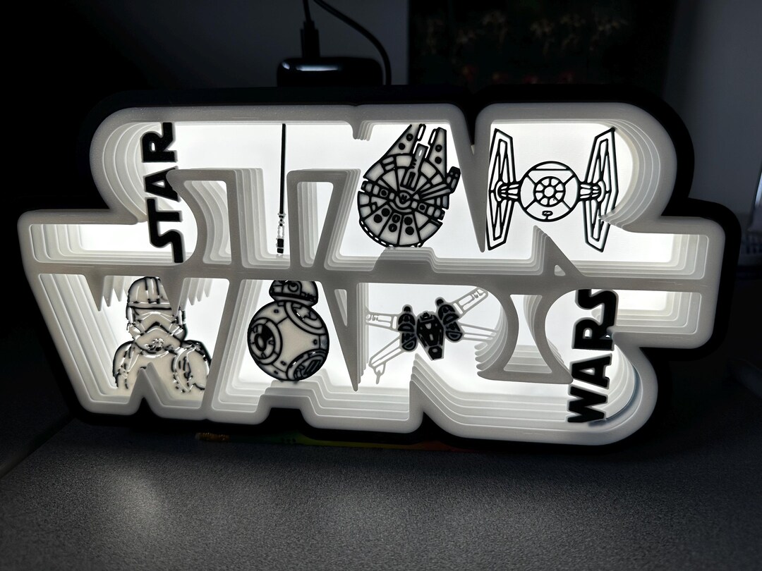 Galactic Saga Lightbox, 3D Layered Sci-fi Logo Sign, Space Opera Night ...