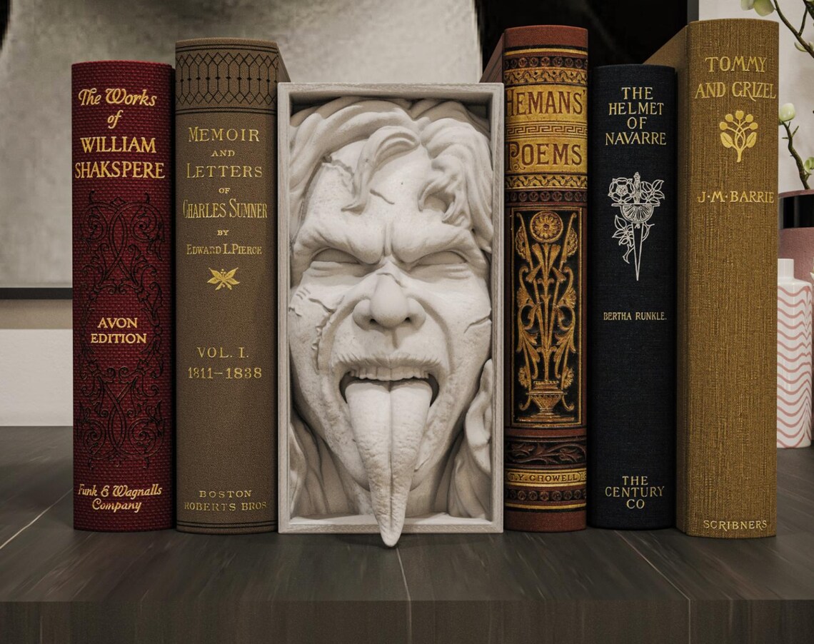 Demon Tongue Book Nook, 3D Printed Horror Bookshelf Insert - Etsy