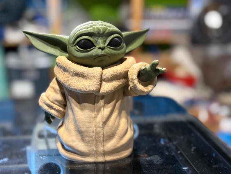 Cute Green Alien Child Figure, 3D Printed Space Sage Statue, Adorable ...