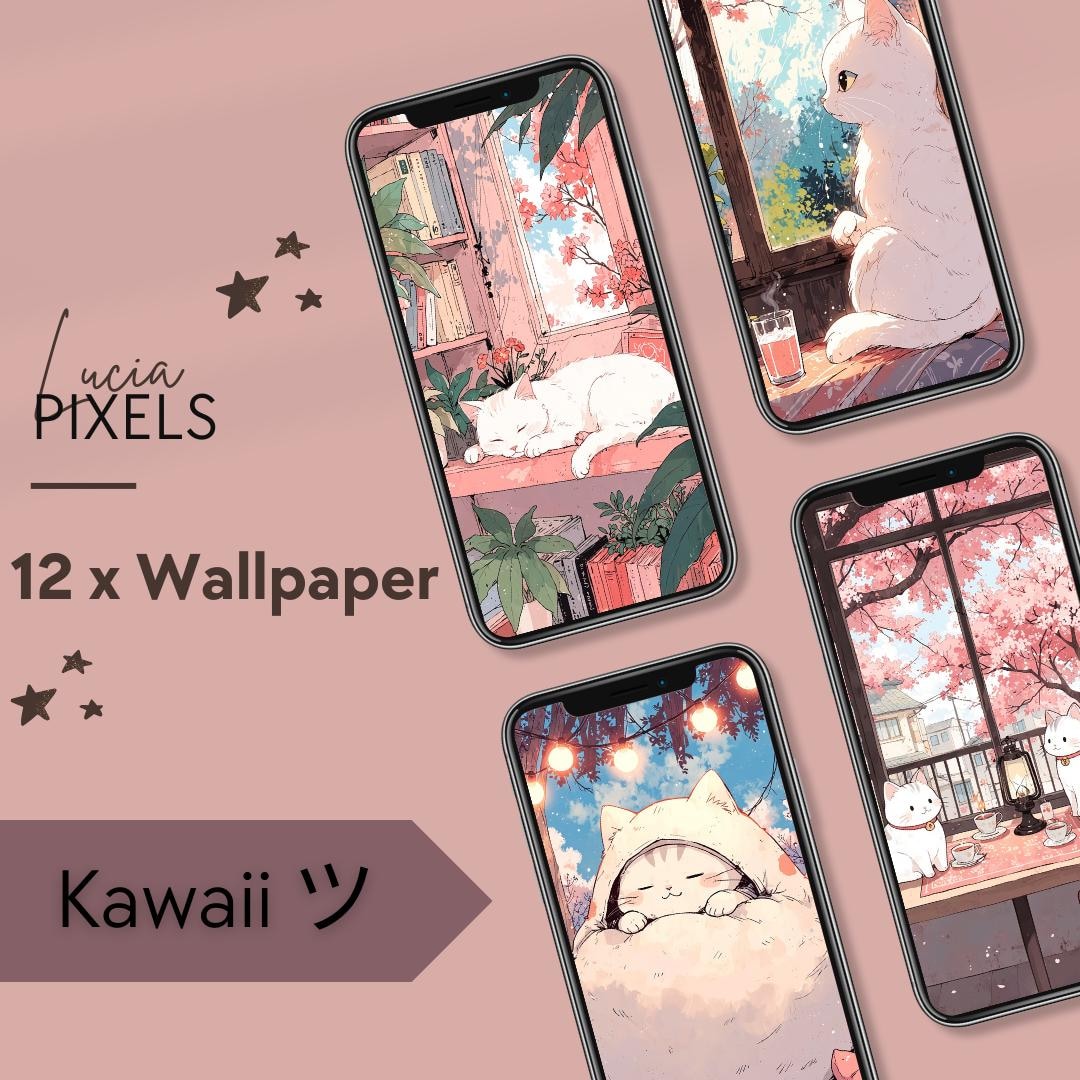 Kawaii Cat Wallpaper Pack | Pastel Aesthetic Phone Wallpapers | Cute ...