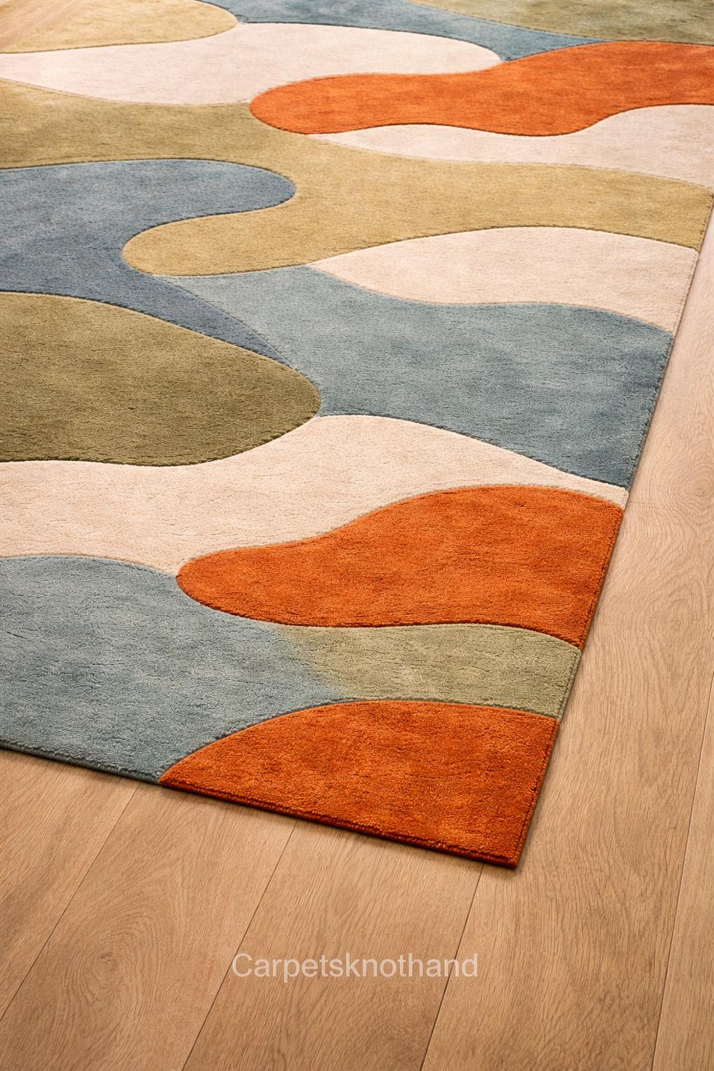 Modern Abstract Shape Rug – Colorful Hand Tufted Area Carpet - Etsy