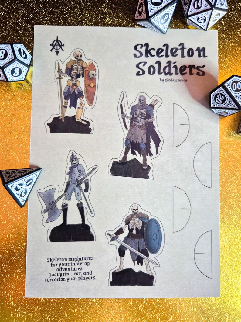 Skeleton Soldiers Paper Miniatures Kit | DIY Undead Army Set | D&D ...