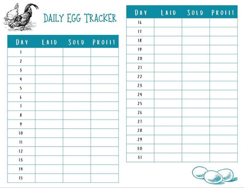 Daily Egg Collection Log/tracker - Etsy