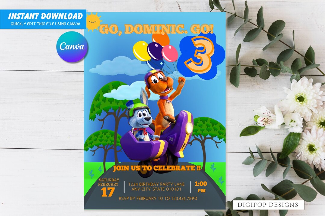 Go Dog Go Birthday Party Invitation, Canva Editable Invite, Go Dog Go ...