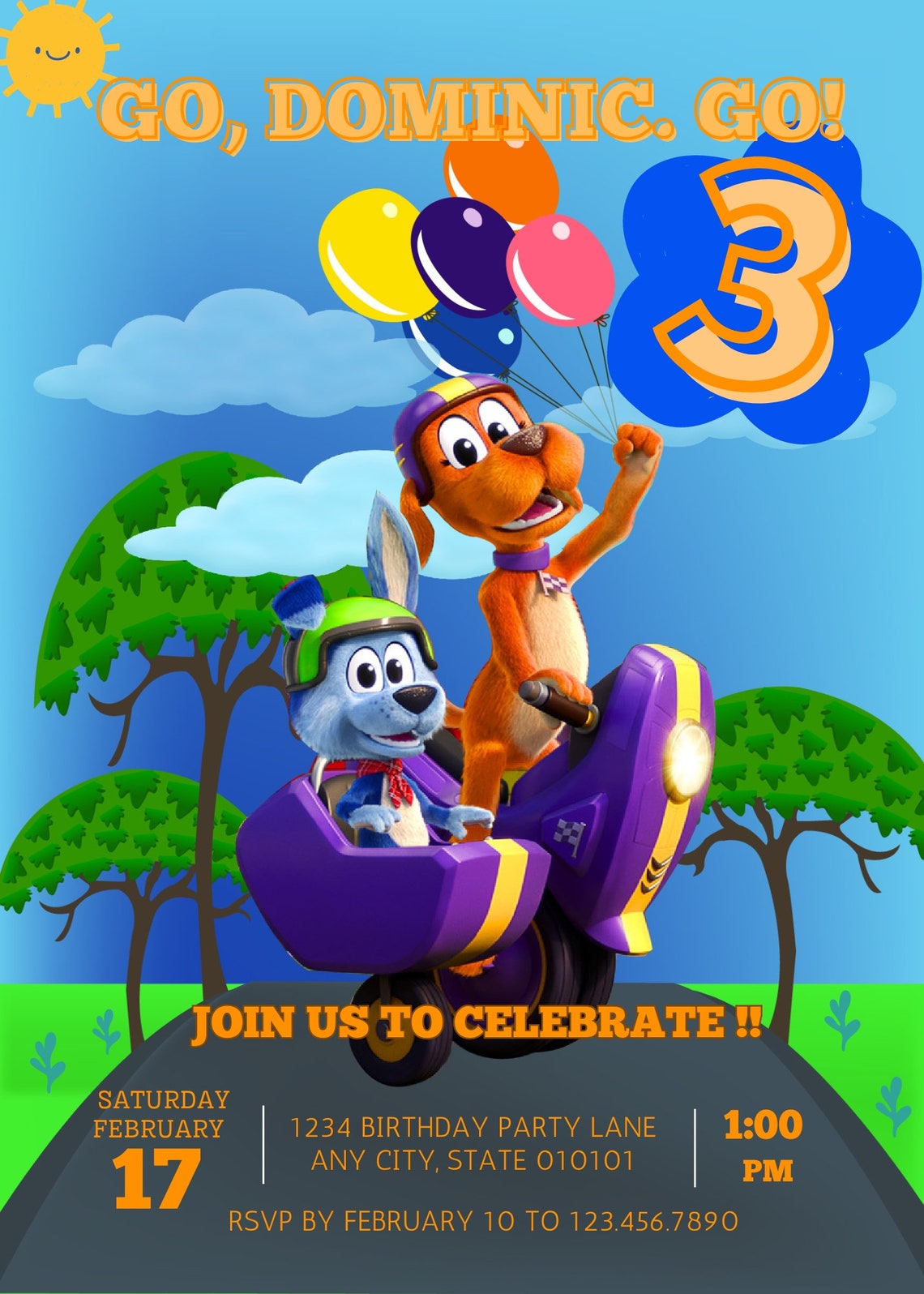 Go Dog Go Birthday Party Invitation, Canva Editable Invite, Go Dog Go ...