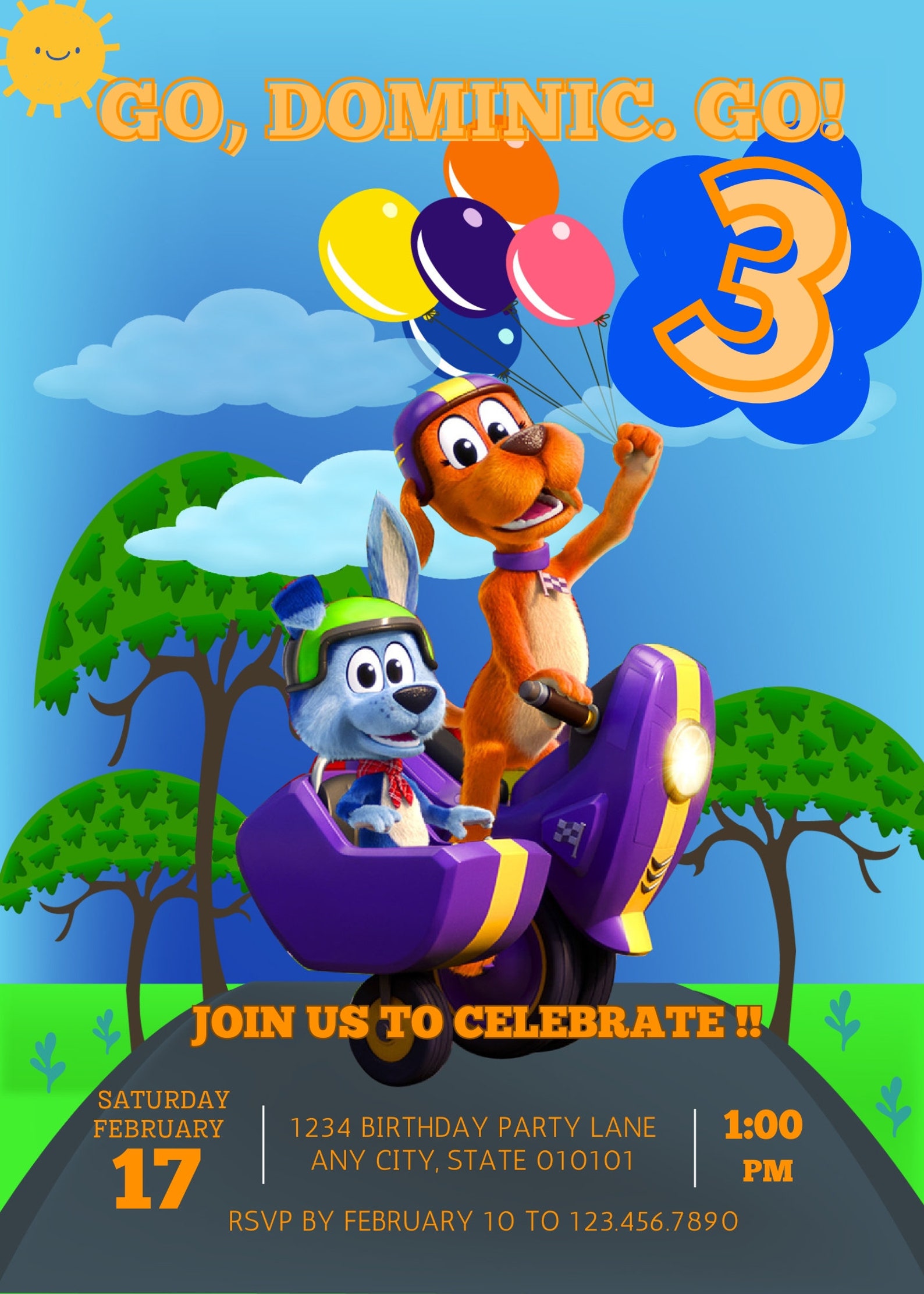 Go Dog Go Birthday Party Invitation, Canva Editable Invite, Go Dog Go ...