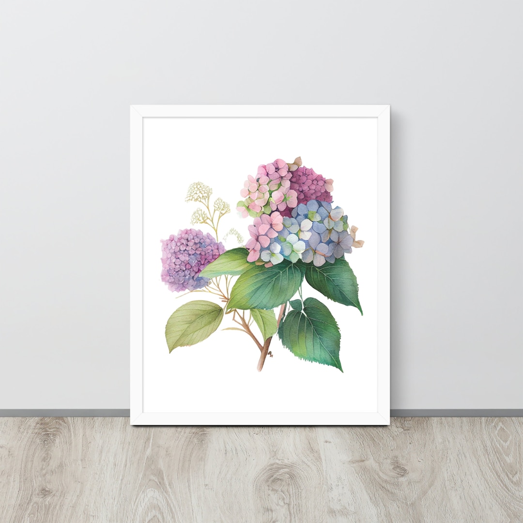 Hydrangea Watercolor Digital Print, Hydrangea Flower Wall Art ...