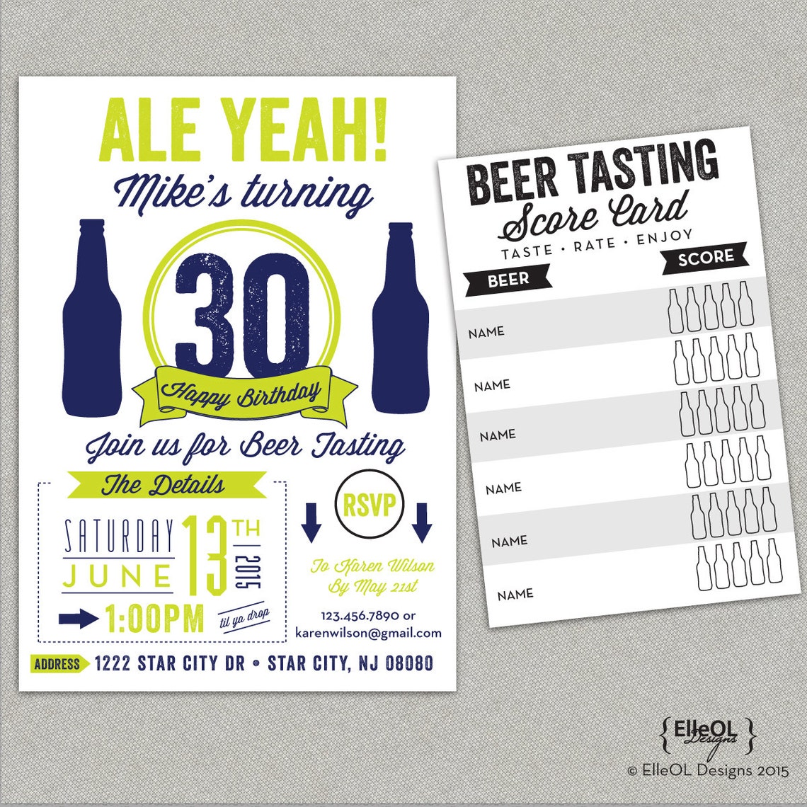 Chalkboard Beer Tasting Birthday Invitation - Ale Yeah, Any Age ...