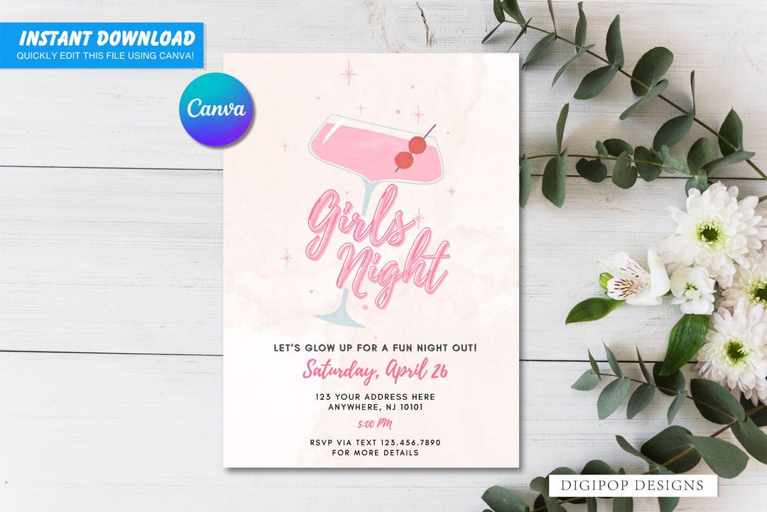 Girls Night Out Party Invitation, Ladies Night Out Invite, Divorce ...