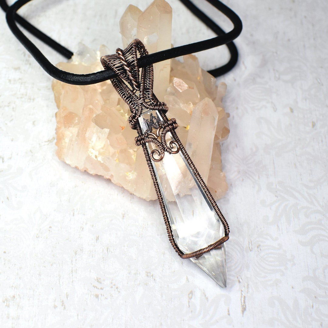 Copper Wrapped Glass Prism Necklace 2 - Etsy