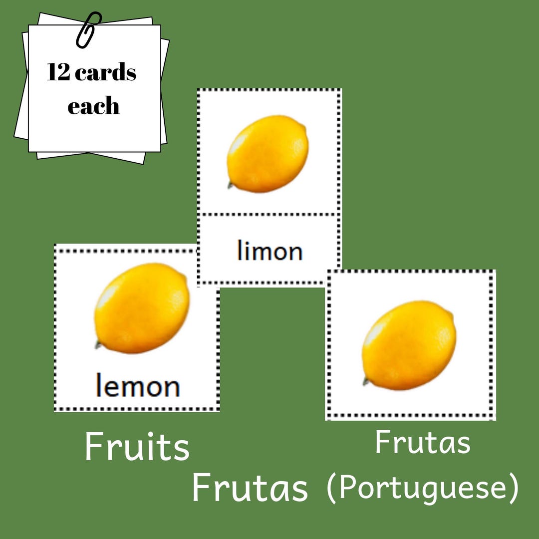 Montessori-inspired 3-part Cards – Fruits | Trilingual (english ...
