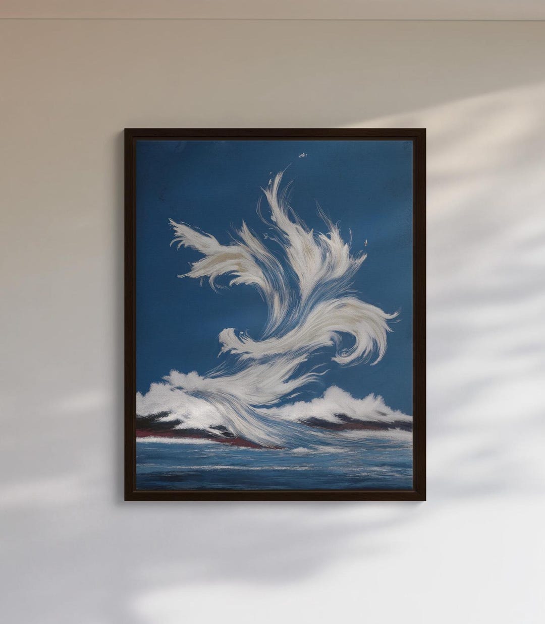 Wind Over Water - Abstract Ocean Wave Painting on Canvas, Fluid ...