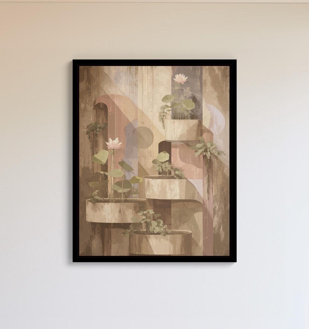 Layered Botanica - Abstract Botanical Wall Art, Minimalist Lotus Plant ...