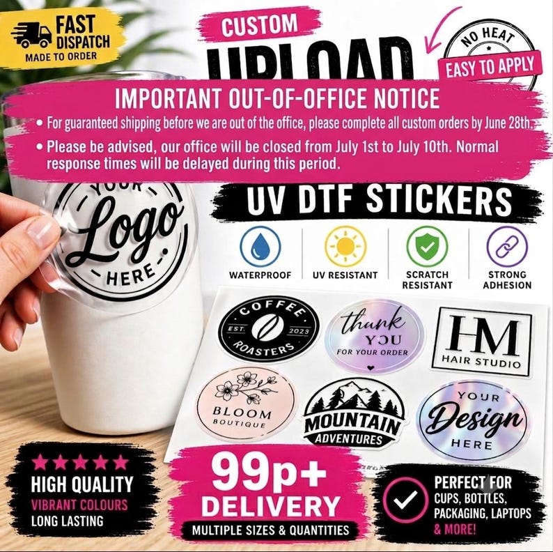 Custom Logo UV DTF Stickers for Personalisation & Packaging ...