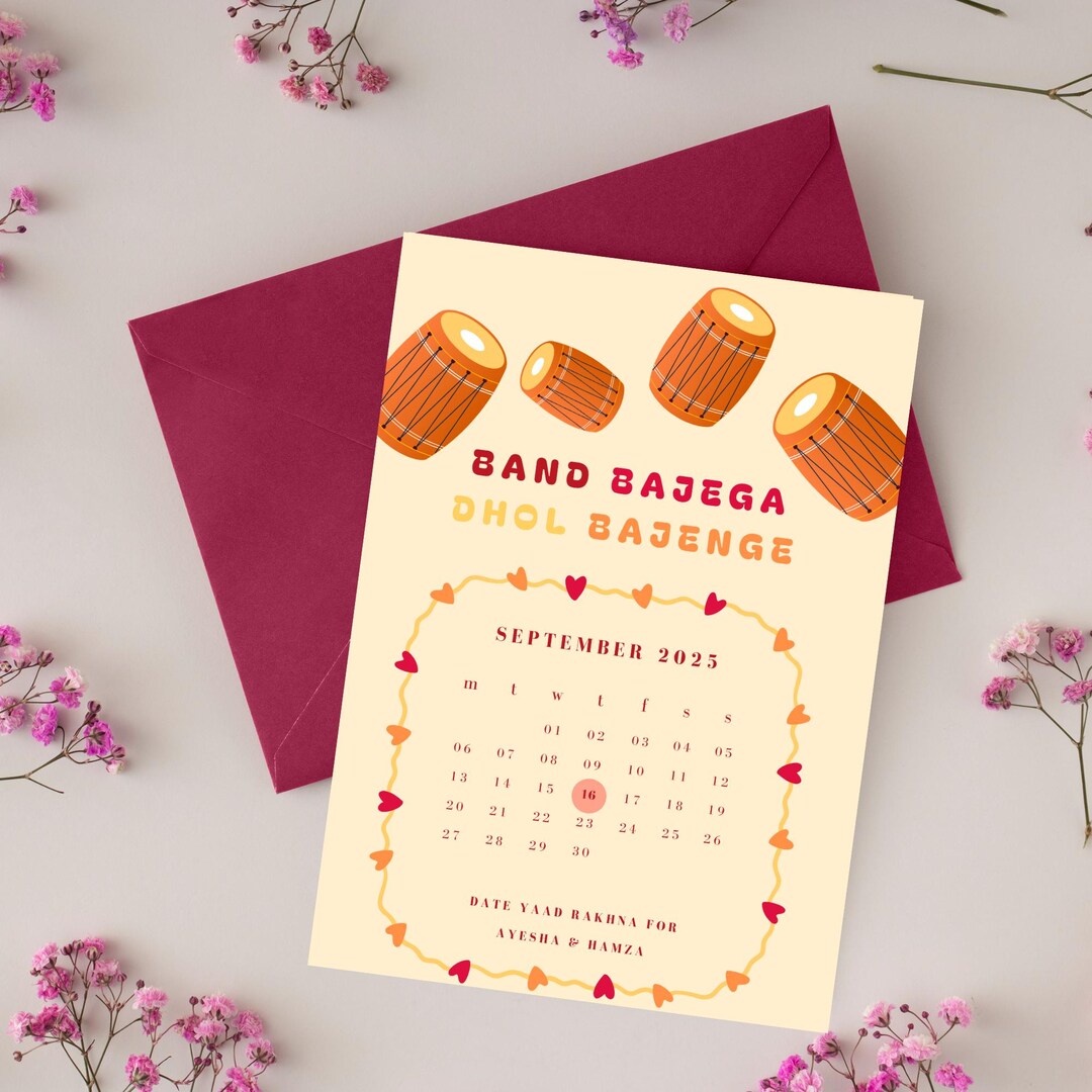 Colourful Pakistani Save the Date | Editable Digital Desi Wedding Card ...