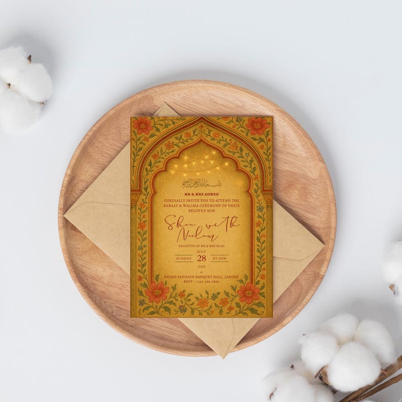 Royal Mehndi & Walima Wedding Invitation Bundle | Muslim Wedding ...