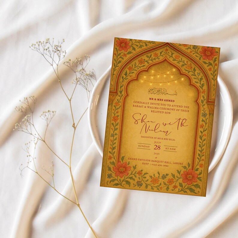 Royal Mehndi & Walima Wedding Invitation Bundle | Muslim Wedding ...