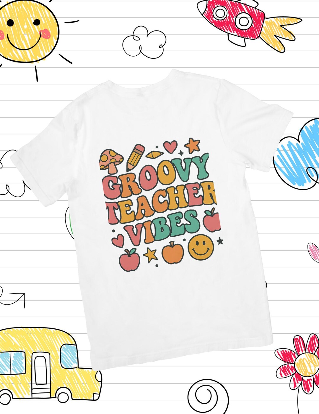 Groovy Teacher Vibes PNG | Retro Back to School Shirt Design | Colorful ...