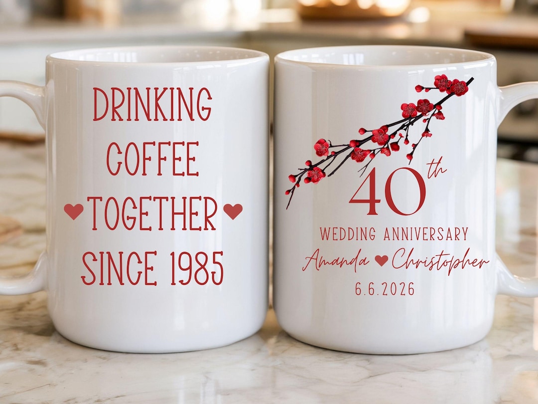 40th Anniversary Mug, Ruby Anniversary Gift, 40 Years Married Cup ...