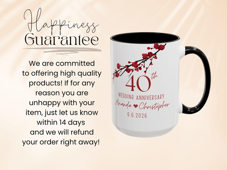 40th Anniversary Mug, Ruby Anniversary Gift, 40 Years Married Cup ...