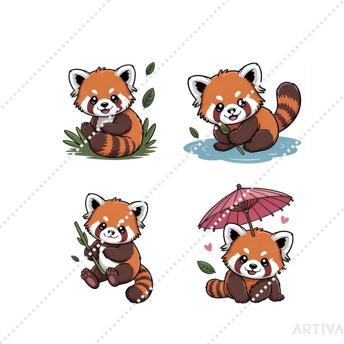 Adorable Red Panda PNG Clipart | Kawaii Planner Stickers (digital ...