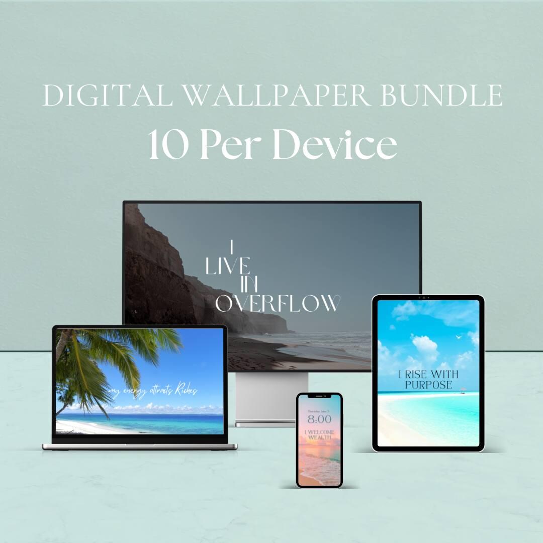 Beach Abundance Affirmation Wallpapers |40 Editable Canva Template ...